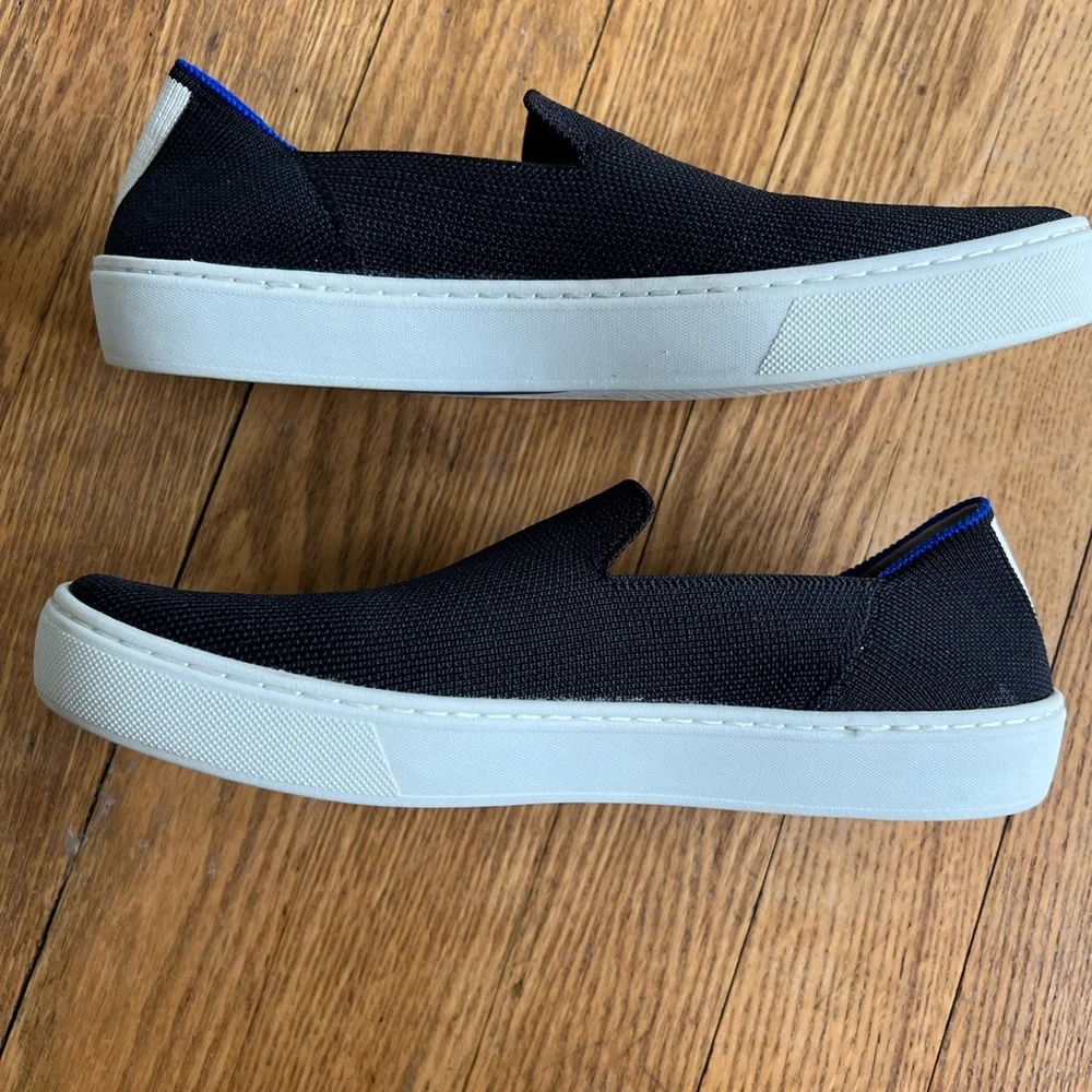 Rothy's | Shoes | Rothys Black Slipon Sneakers With White Soles | Poshmark